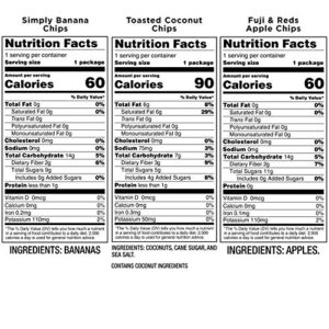 Bare Baked Crunchy Fruit Snack Pack, Gluten Free, Apples, Bananas, and Coconut Flavors, 0.53 Ounce (Pack of 16)