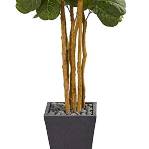 Nearly Natural Fiddle Leaf Artificial Slate Planter Silk Trees Green