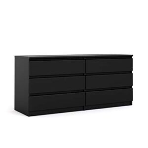 Tvilum 6 Drawer Double Dresser, Black Matte