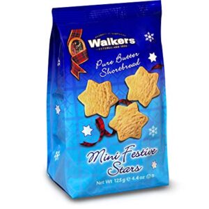 Walker's Shortbread Hanukkah Mini Festive Stars Holiday Cookies, Pure Butter Shortbread Cookies, 4.4 Oz Bag (Pack of 12)