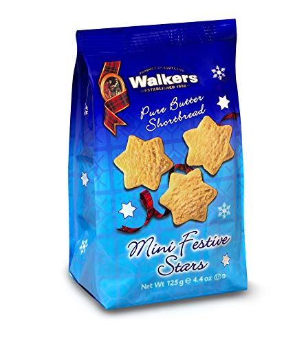 Walker's Shortbread Hanukkah Mini Festive Stars Holiday Cookies, Pure Butter Shortbread Cookies, 4.4 Oz Bag (Pack of 12)