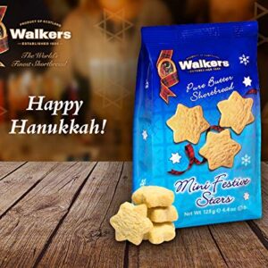 Walker's Shortbread Hanukkah Mini Festive Stars Holiday Cookies, Pure Butter Shortbread Cookies, 4.4 Oz Bag (Pack of 12)