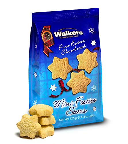 Walker's Shortbread Hanukkah Mini Festive Stars Holiday Cookies, Pure Butter Shortbread Cookies, 4.4 Oz Bag (Pack of 12)