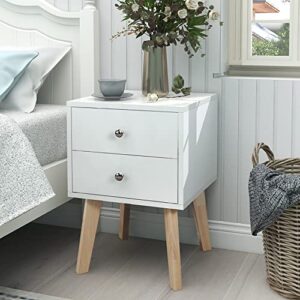 taohfe white nightstand mid century modern nightstand white night stands for bedrooms wood nightstand white nightstand with drawers aesthetic nightstand white side table bedside table with drawers