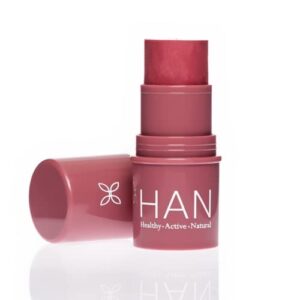 han skincare cosmetics vegan, cruelty-free, clean 3-in-1 multistick for cheeks, lips, eyes, rose berry | 0.20 oz