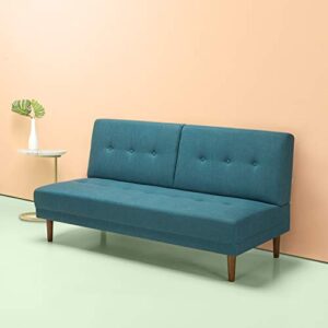 zinus juan mid-century 65 inch armless sofa / living room couch, turquoise