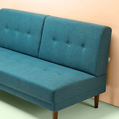 Zinus Juan Mid-Century 65 Inch Armless Sofa / Living Room Couch, Turquoise