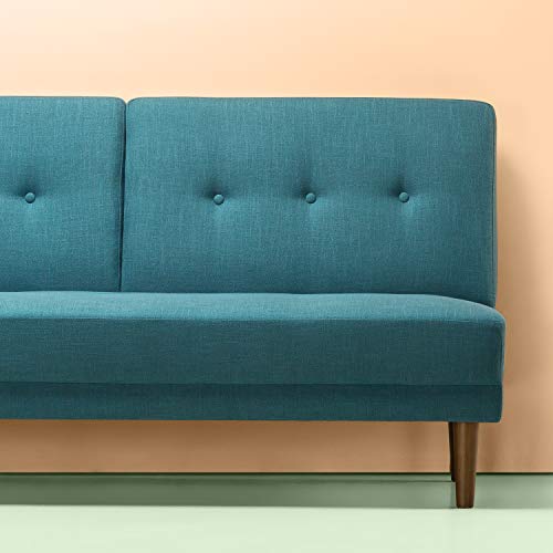 Zinus Juan Mid-Century 65 Inch Armless Sofa / Living Room Couch, Turquoise