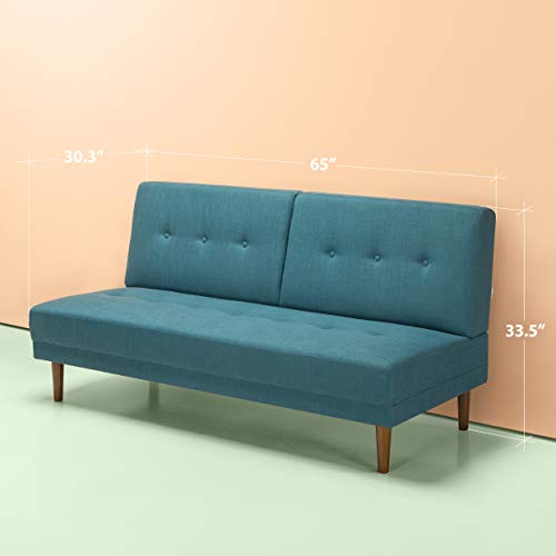 Zinus Juan Mid-Century 65 Inch Armless Sofa / Living Room Couch, Turquoise