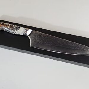 Custom VG10 Damascus chef knife Hybrid Santoku 9" White Silver cast pine cone handle, kitchen knife w/ 67 layer SS Damascus (White SIlver)