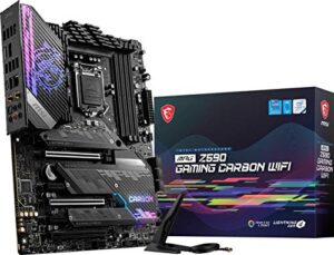 msi mpg z590 gaming carbon wifi gaming motherboard (atx, 11th/10th gen intel core, lga 1200 socket, ddr4, pcie 4, cfx, m.2 slots, usb 3.2 gen 2, wi-fi 6e, dp/hdmi, mystic light rgb)