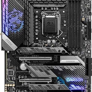 MSI MPG Z590 Gaming Carbon WiFi Gaming Motherboard (ATX, 11th/10th Gen Intel Core, LGA 1200 Socket, DDR4, PCIe 4, CFX, M.2 Slots, USB 3.2 Gen 2, Wi-Fi 6E, DP/HDMI, Mystic Light RGB)