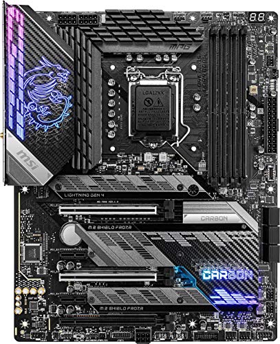 MSI MPG Z590 Gaming Carbon WiFi Gaming Motherboard (ATX, 11th/10th Gen Intel Core, LGA 1200 Socket, DDR4, PCIe 4, CFX, M.2 Slots, USB 3.2 Gen 2, Wi-Fi 6E, DP/HDMI, Mystic Light RGB)