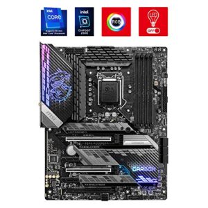 MSI MPG Z590 Gaming Carbon WiFi Gaming Motherboard (ATX, 11th/10th Gen Intel Core, LGA 1200 Socket, DDR4, PCIe 4, CFX, M.2 Slots, USB 3.2 Gen 2, Wi-Fi 6E, DP/HDMI, Mystic Light RGB)