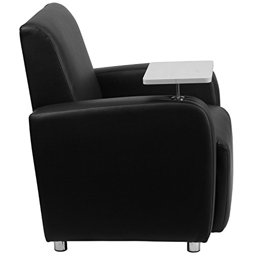 Flash Furniture Black LeatherSoft Guest Chair with Tablet Arm, Chrome Legs and Cup Holder