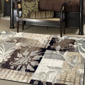 superior indoor area rug with jute backing, perfect for living room, hallway and bedroom. hardwood floor decoration pastiche contemporary floral patchwork carpet, 8′ x 10′, beige