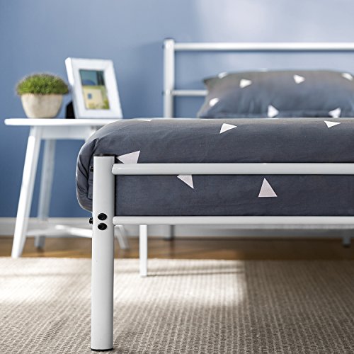 Zinus Geraldine 12 inch White Metal Platform Bed Frame with Headboard and Footboard / Premium Steel Slat Support / Mattress Foundation, Queen