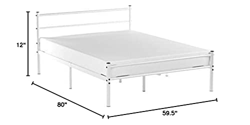 Zinus Geraldine 12 inch White Metal Platform Bed Frame with Headboard and Footboard / Premium Steel Slat Support / Mattress Foundation, Queen