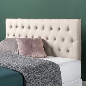 ZINUS Trina Upholstered Headboard/Button Tufted Upholstery/Adjustable Height/Easy Assembly, Taupe, Full & SmartBase Headboard and Footboard Brackets, Set of 2