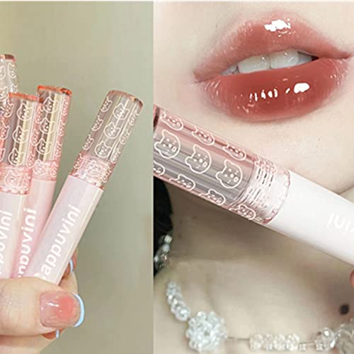 KWOLYKIM Glass Water Lifter Gloss, Hydrating Lip Gloss, Plumping Water Gloss Lip Gloss Moisturizing Sweet Lip Glaze Orange Brown Milk Tea Color