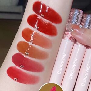 KWOLYKIM Glass Water Lifter Gloss, Hydrating Lip Gloss, Plumping Water Gloss Lip Gloss Moisturizing Sweet Lip Glaze Orange Brown Milk Tea Color