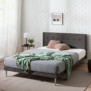 ZINUS Taylor Velvet Upholstered Platform Bed Frame / Velvet Bed Frame / No Box Spring Needed / Easy Assembly, Charcoal, King