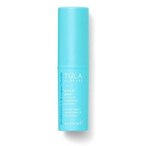 tula skin care glow & get it cooling & brightening eye balm | dark circle under eye treatment, instantly hydrate and brighten undereye area, portable and perfect to use on-the-go | 0.35 oz.