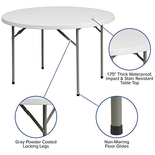 Flash Furniture 48'' Round Granite White Plastic Folding Table [RB-48R-GG] Pack of 3