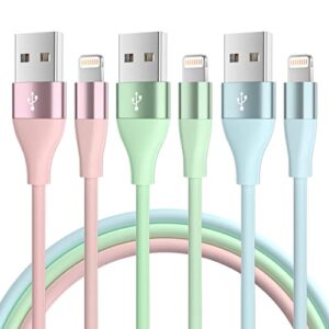 iphone charger [apple mfi certified] 3pack 10ft lightning cable fast charging iphone charger cord compatible with iphone 13 12 11 pro max xr xs x 8 7 6 plus se and more (multi-color)