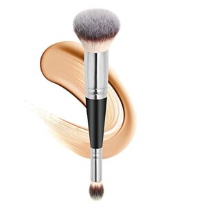 daubigny makeup brushes dual-ended foundation brush concealer brush perfect for any look premium luxe hair rounded taperd flawless brush ideal for liquid, cream, powder,blending, buffing,concealer