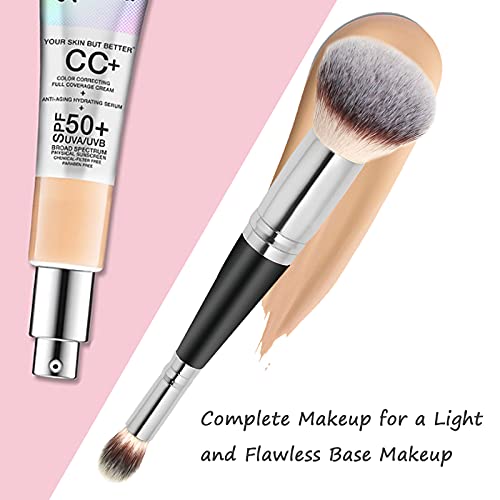 Daubigny Makeup Brushes Dual-ended Foundation Brush Concealer Brush Perfect for Any Look Premium Luxe Hair Rounded Taperd Flawless Brush Ideal for Liquid, Cream, Powder,Blending, Buffing,Concealer