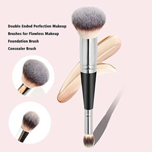 Daubigny Makeup Brushes Dual-ended Foundation Brush Concealer Brush Perfect for Any Look Premium Luxe Hair Rounded Taperd Flawless Brush Ideal for Liquid, Cream, Powder,Blending, Buffing,Concealer