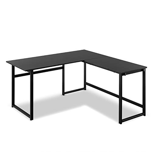 ZINUS Luke 59 Inch Black Metal Corner Desk / L-Shaped Computer Desk / Office Desk / Easy, Bolt Free Assembly