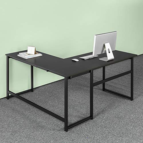 ZINUS Luke 59 Inch Black Metal Corner Desk / L-Shaped Computer Desk / Office Desk / Easy, Bolt Free Assembly