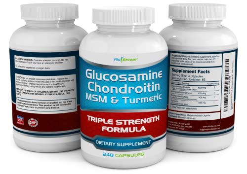 Glucosamine Chondroitin, MSM & Turmeric Dietary Supplement - 248 Capsules