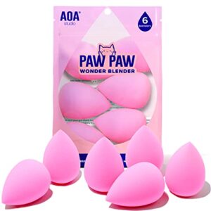 aoa studio collection makeup sponge set makeup blender latex free and high-definition set of 6 makeup blender for powder cream and liquid, super soft wonder blender beauty cosmetic