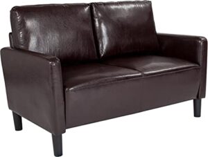 flash furniture washington park upholstered loveseat, brown leathersoft