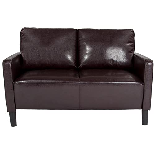 Flash Furniture Washington Park Upholstered Loveseat, Brown LeatherSoft