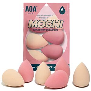 aoa studio collection makeup mochi sponge set makeup blender latex free and high-definition set of 6 makeup blender for powder cream and liquid wonder blender beauty cosmetic (6 count)