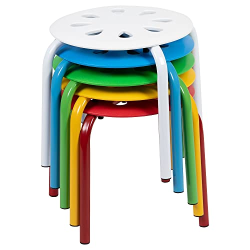 Flash Furniture Plastic Nesting Stack Stools, 11.5"Height, Assorted Colors (5 Pack)