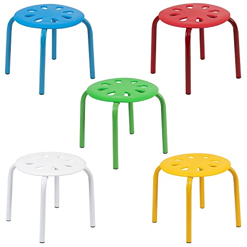 Flash Furniture Plastic Nesting Stack Stools, 11.5"Height, Assorted Colors (5 Pack)