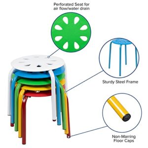 Flash Furniture Plastic Nesting Stack Stools, 11.5"Height, Assorted Colors (5 Pack)