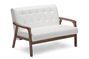 baxton studio mid-century masterpieces loveseat, white