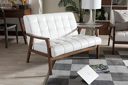 Baxton Studio Mid-Century Masterpieces Loveseat, White