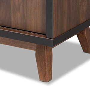 Wholesale Interiors Baxton Studio Margo Mid-Century Modern Two-Tone Walnut Brown and Black Finished Wood Wine Storage Cabinet