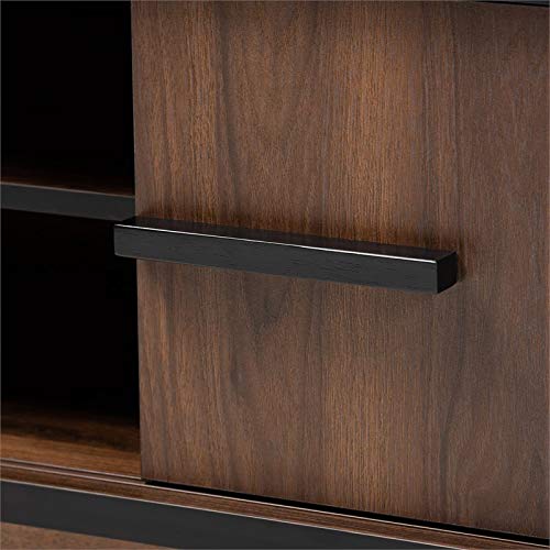 Wholesale Interiors Baxton Studio Margo Mid-Century Modern Two-Tone Walnut Brown and Black Finished Wood Wine Storage Cabinet