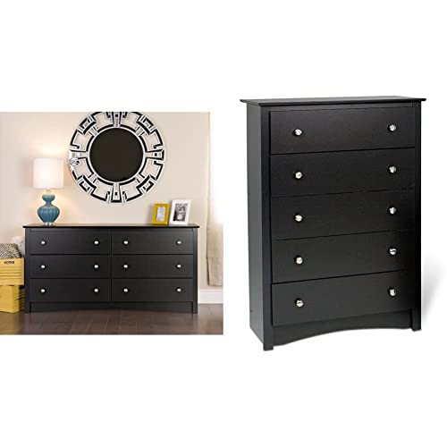 Black Sonoma 6 Drawer Dresser & Black Sonoma 5 Drawer Chest