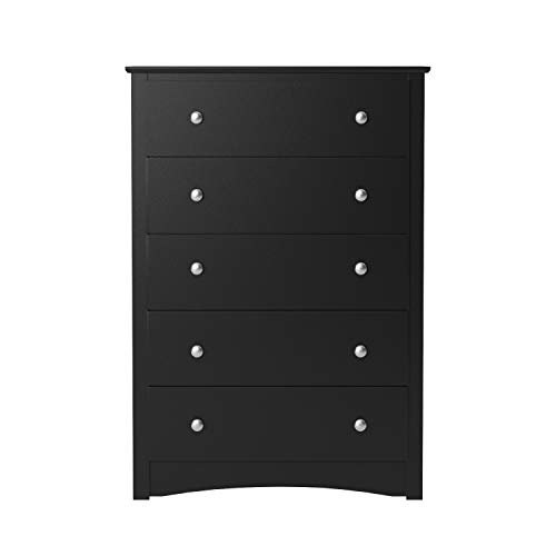 Prepac Sonoma 5-Drawer Chest for Bedroom, 16" D x 31.5" W x 45.25" H, Black