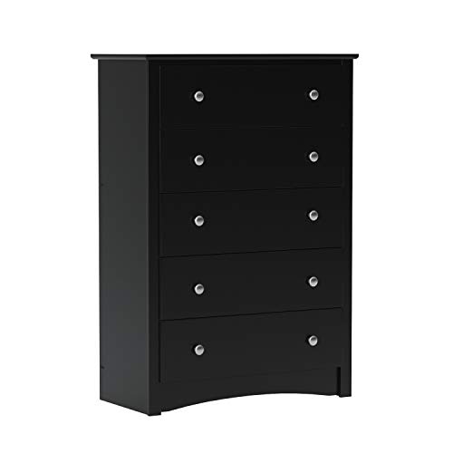 Prepac Sonoma 5-Drawer Chest for Bedroom, 16" D x 31.5" W x 45.25" H, Black