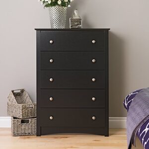 Prepac Sonoma 5-Drawer Chest for Bedroom, 16" D x 31.5" W x 45.25" H, Black